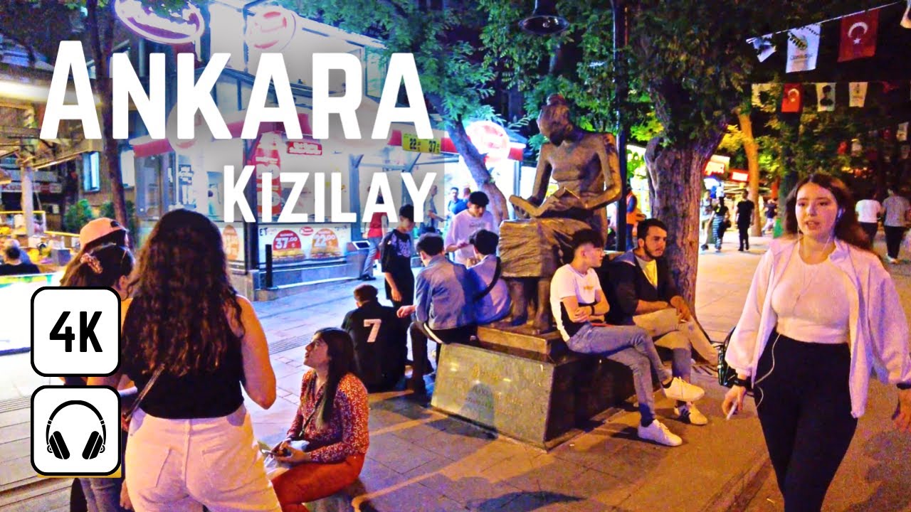 ANKARA Kızılay at Night 🍹 4K Walking Tour in most Famous District ...