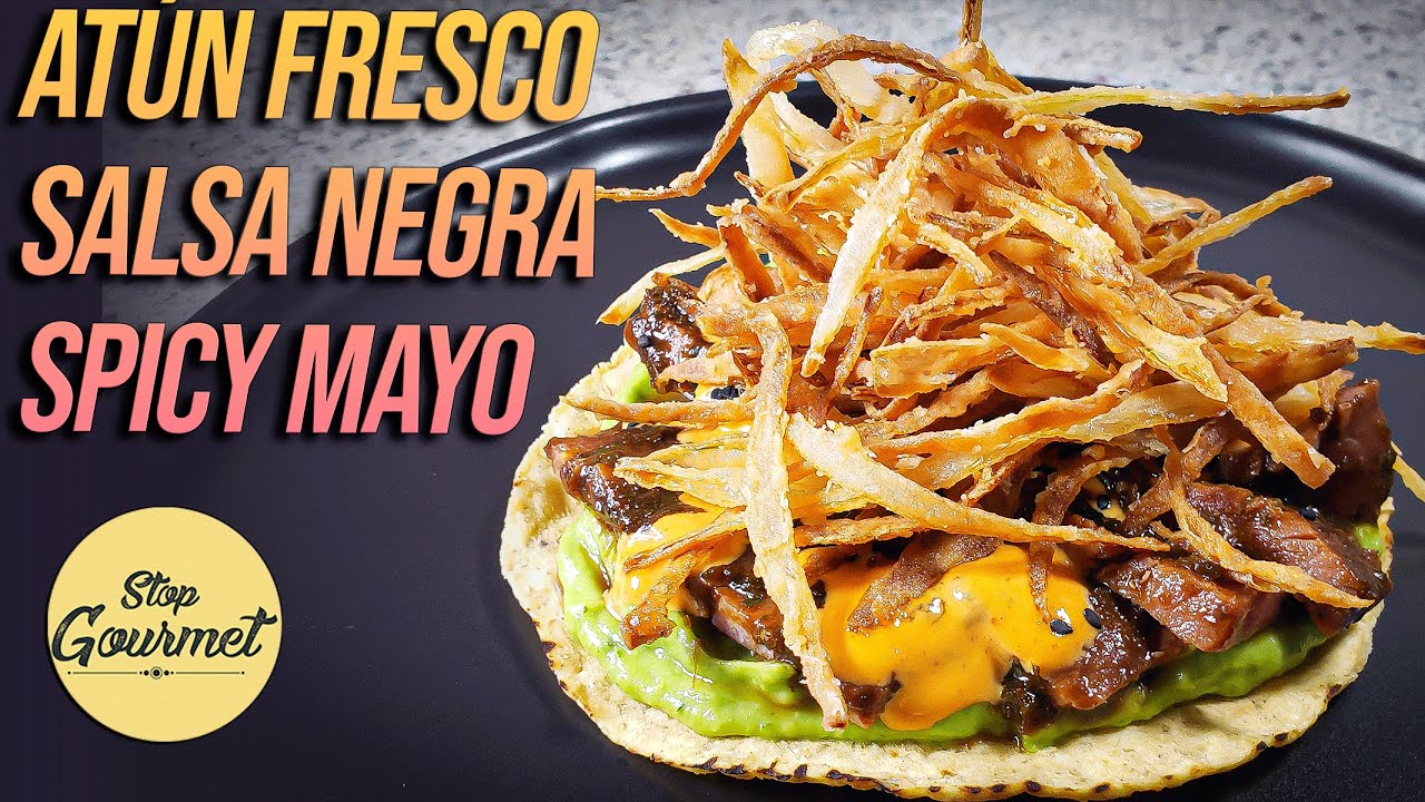Tostadas de Atún Sellado con Salsa Negra y Cebolla Frita - YouTube