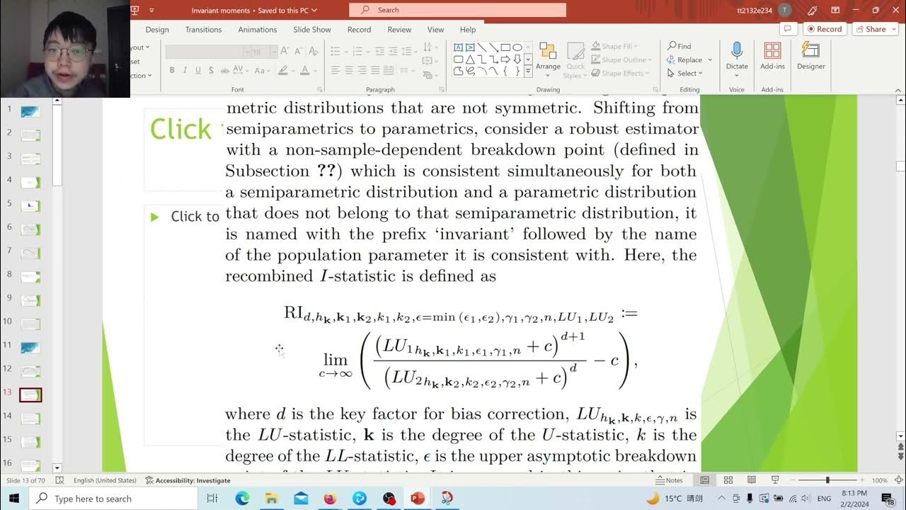 An Overview of the Development of Robust Parametric Estimations | Recombined I-statistics - YouTube