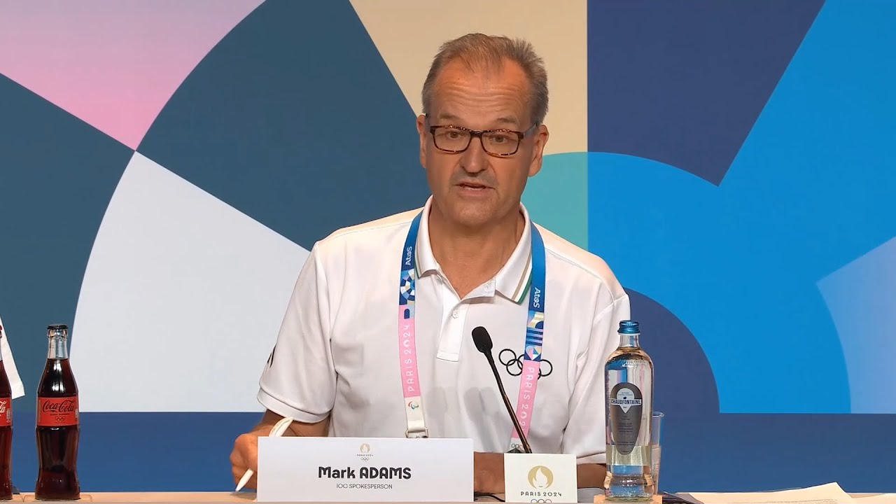 IOC spokesperson Mark Adams reads the IOC statement on the women's ...