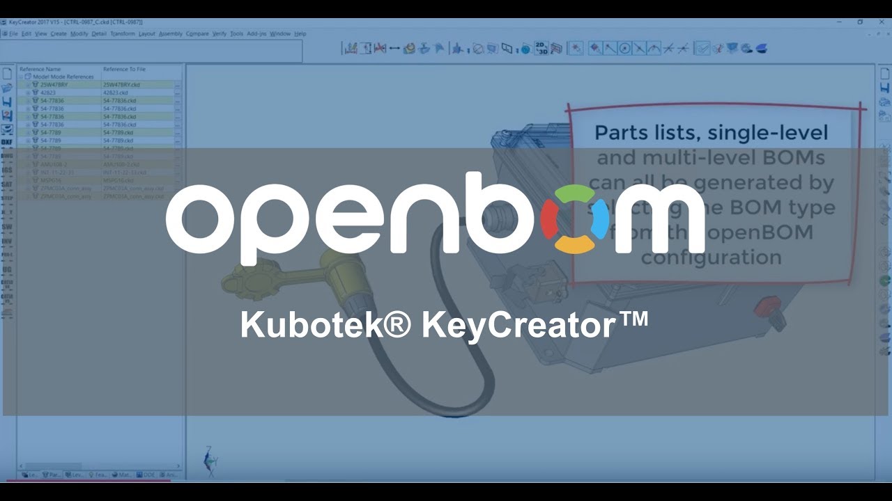 openBOM: Kubotek KeyCreator - YouTube