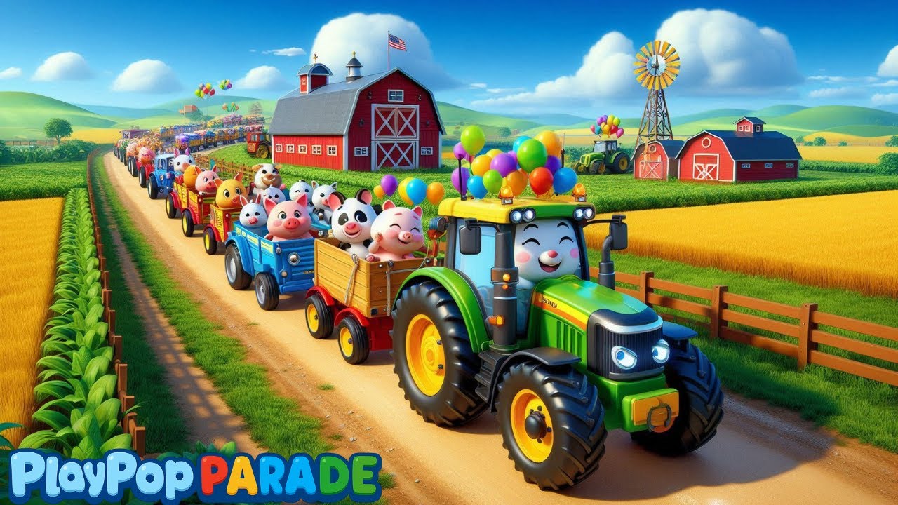 🚜 Tractors on the Farm Parade | Fun Farm Song for Kids | Tractor Parade ...