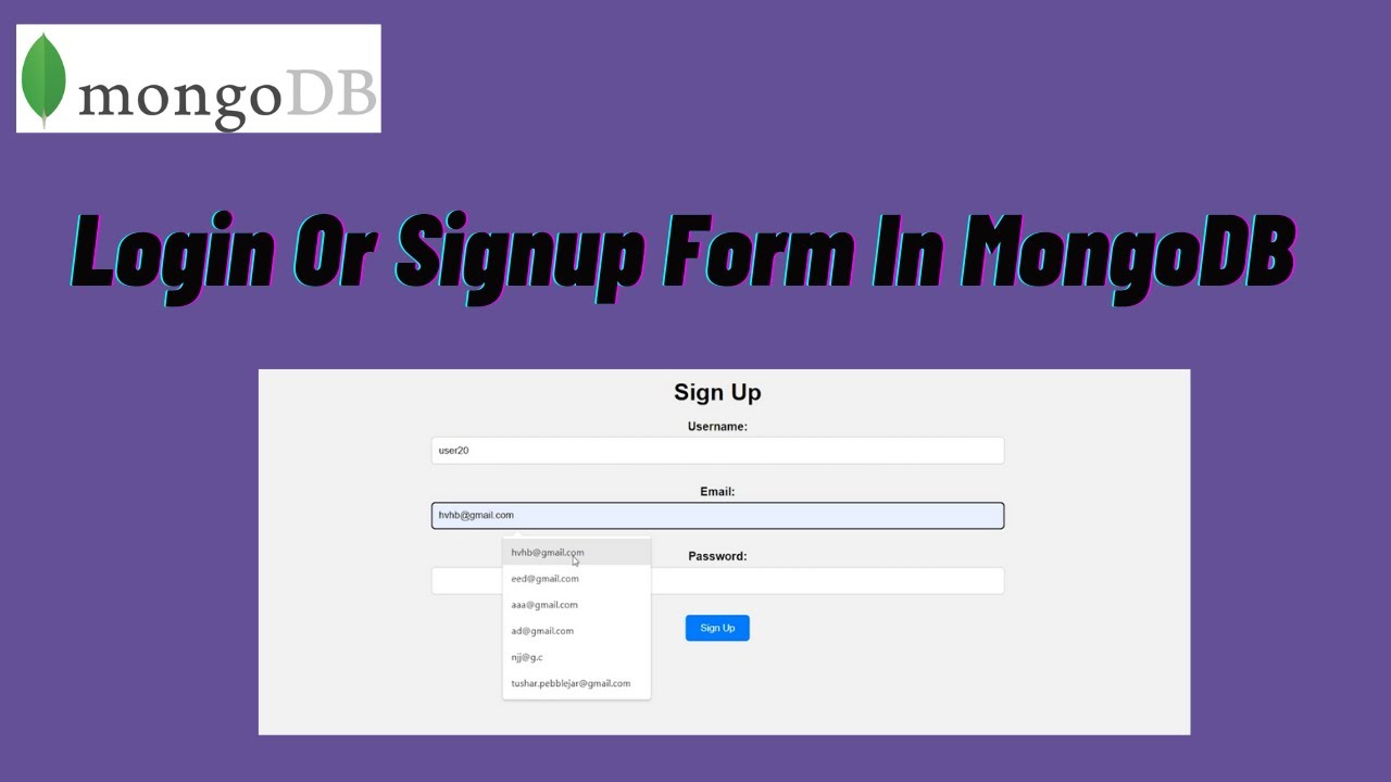 Login Or Sign Up Form In Mongo DB | Store Login & Sign Up Form Data In ...