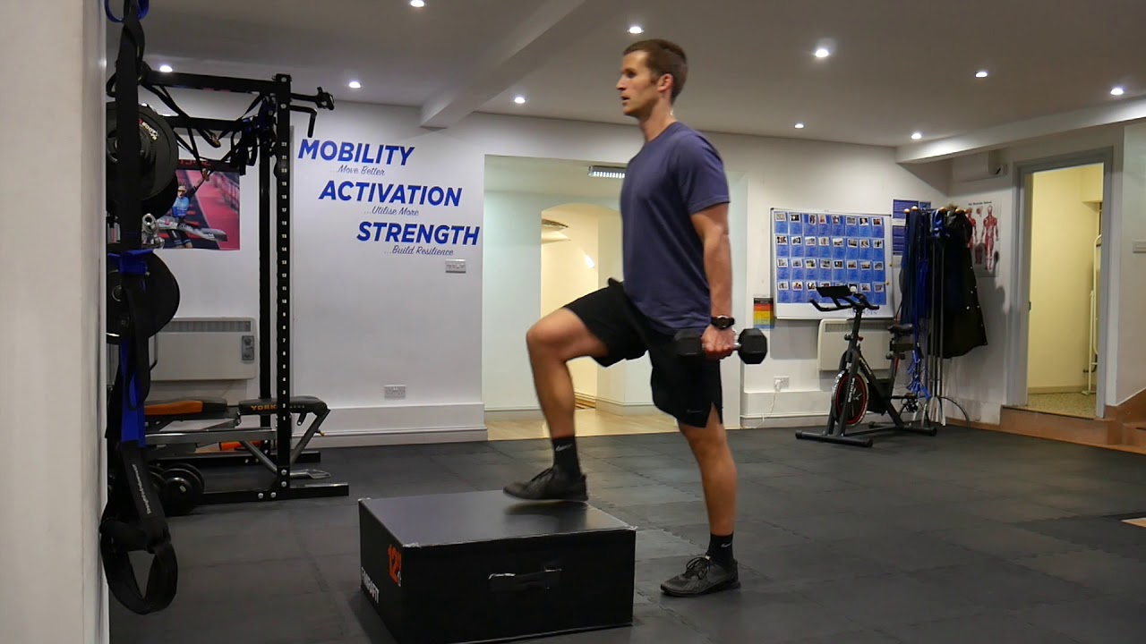 Dumbbell Step Up to Reverse Lunge - YouTube