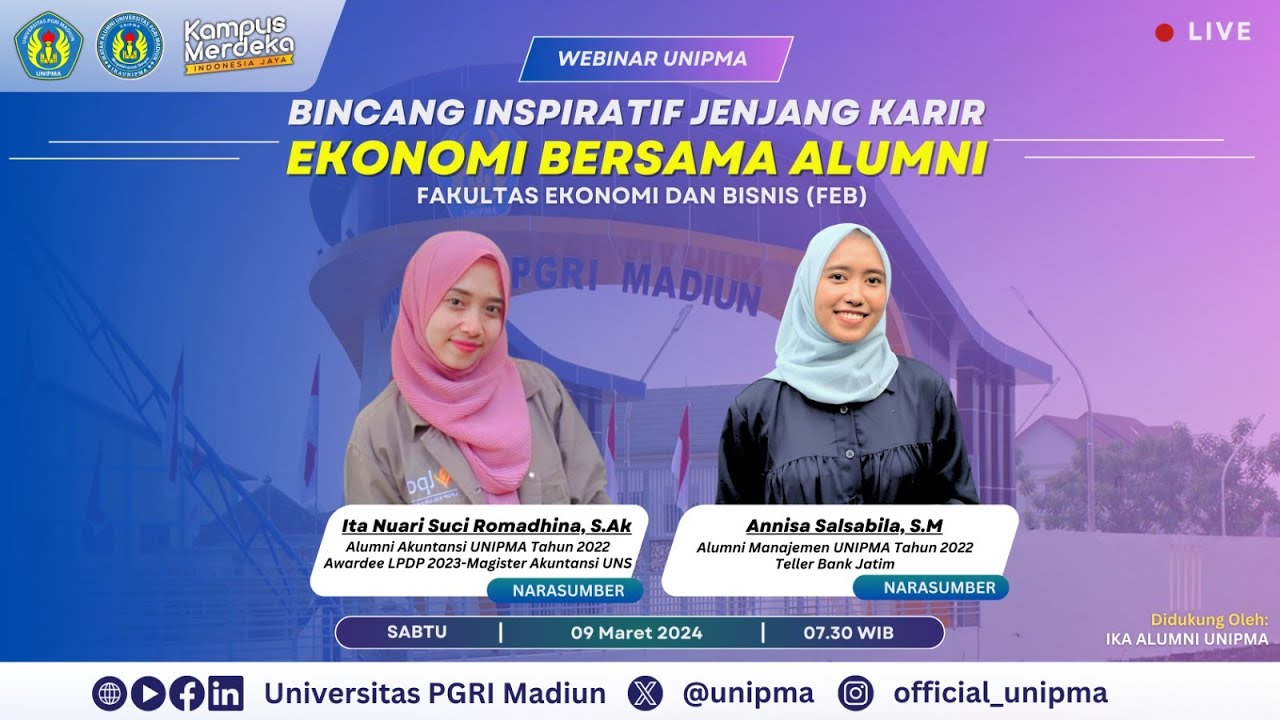 Webinar IKA UNIPMA (FEB) dengan tema "Bincang Inspiratif Jenjang Karir ...