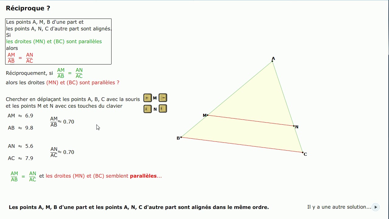 Théorème dit réciproque du théorème de Thalès. - YouTube