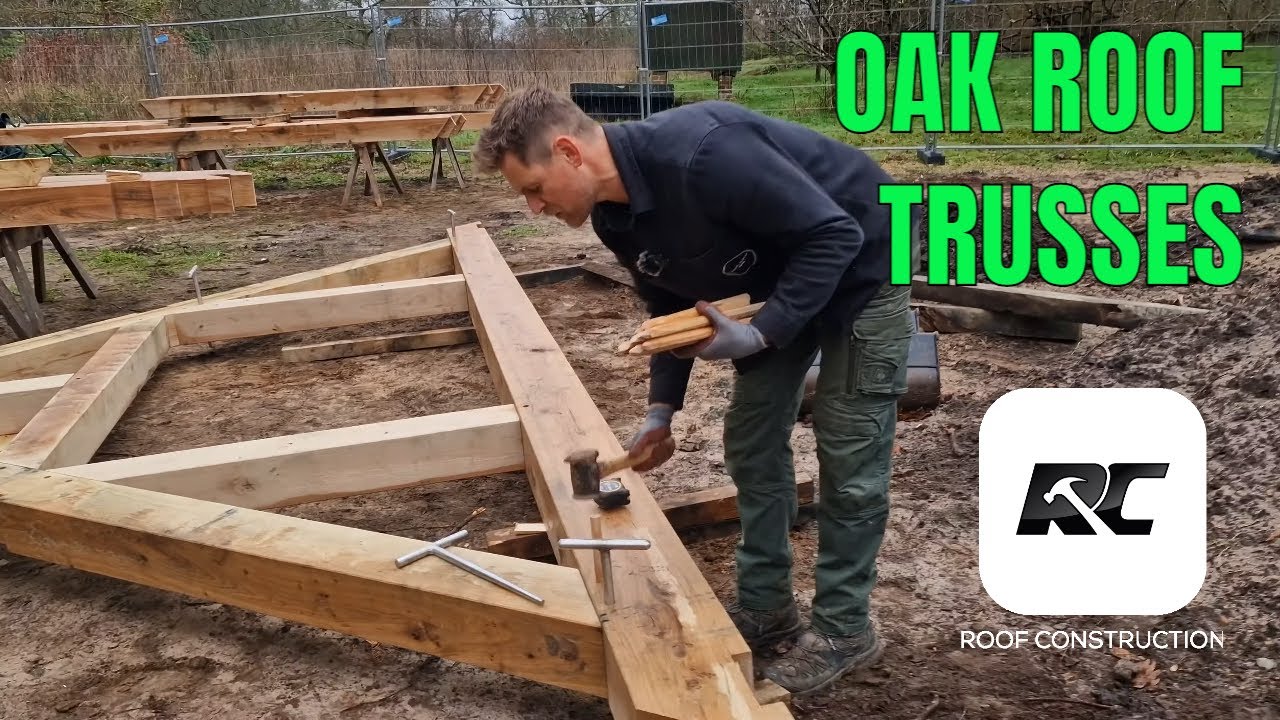 Building A Big Garage With Oak Roof Trusses - Ground Assembly Tutorial. Episode 10 - YouTube