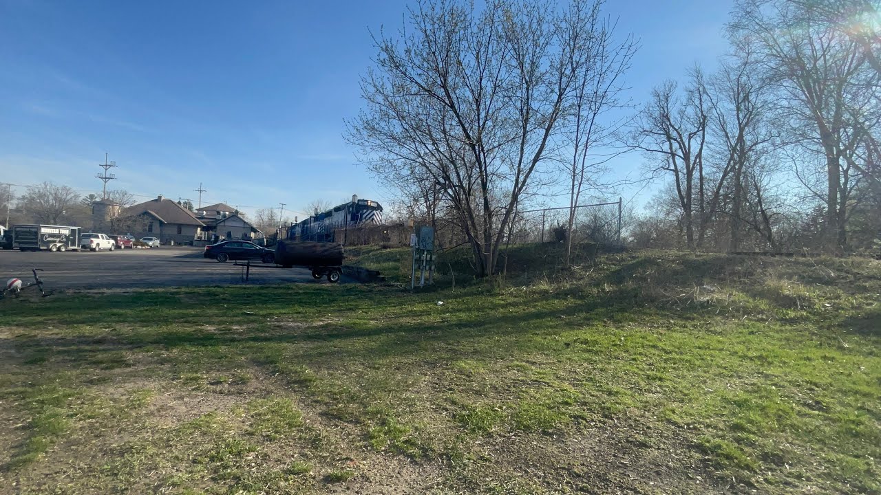 GLC Great Lakes, Central Railroad coming through mountain town station ...