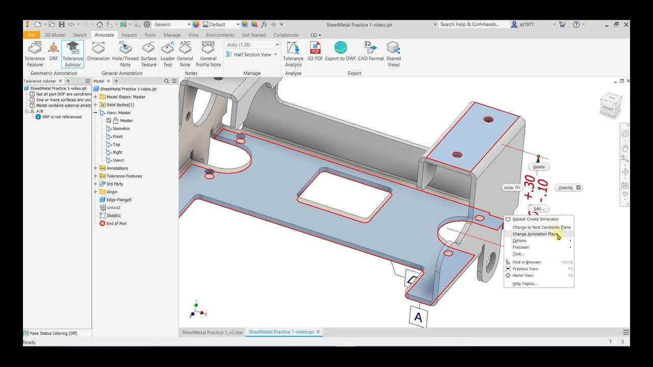 ME3202 - 3D annotations using Inventor - YouTube