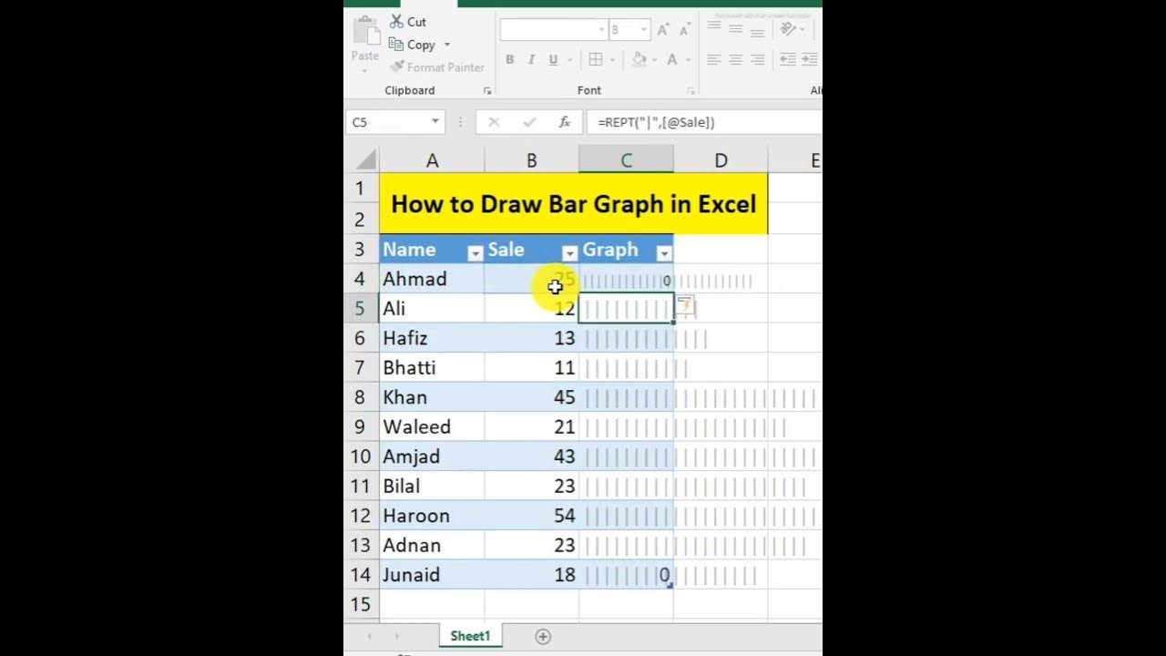 How to draw bar graph in excel cells - YouTube