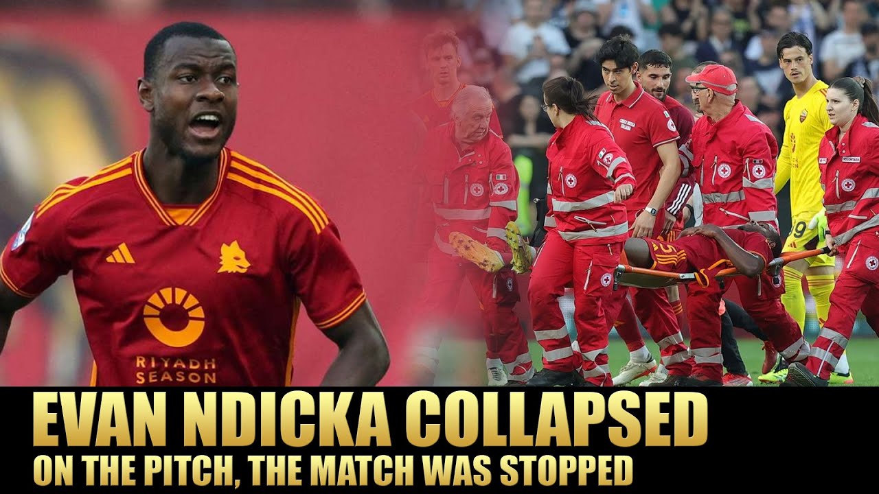 Roma player Evan Ndicka collapsed on the pitch, the match was stop ...