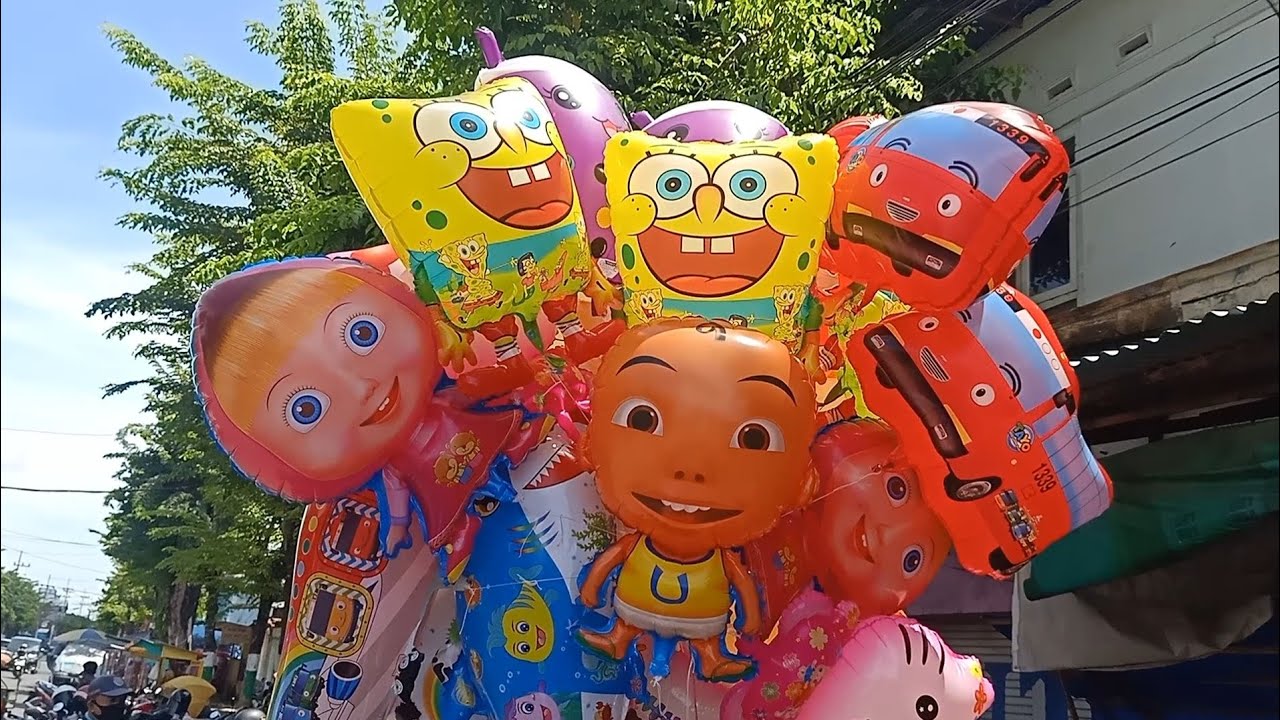Balonku Ada Lima 💞 Balon Karakter Spongebob dan Balon Karakter Upin ...