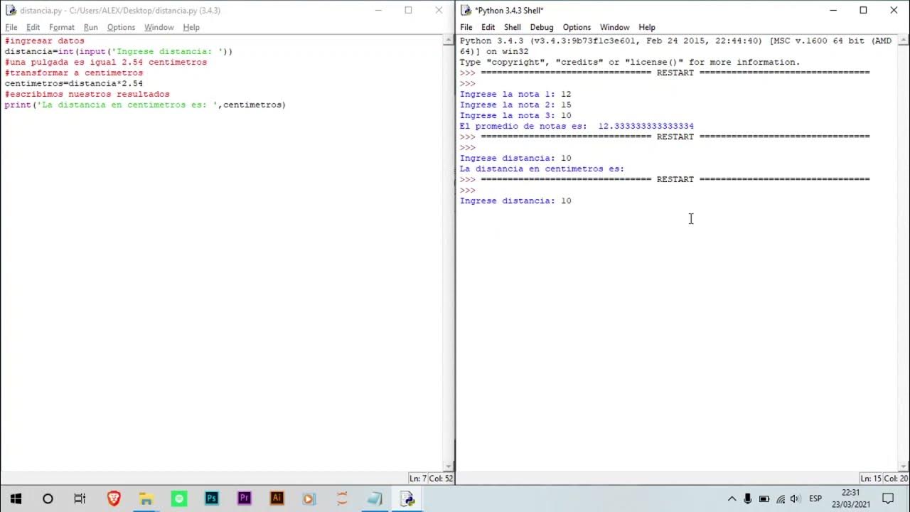 ESTRUCTURAS SECUENCIALES en Python IDLE - Ejemplos 1&2 - YouTube