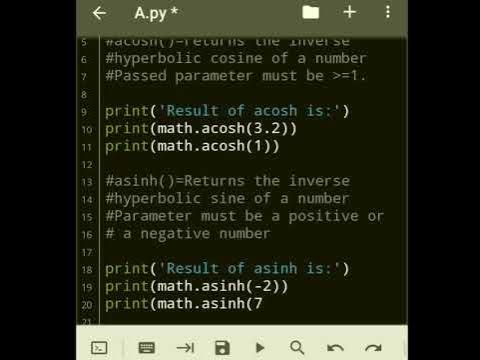 Math functions in #python #Part8 #acosh( ) #asinh( ) #tanh( ) - YouTube