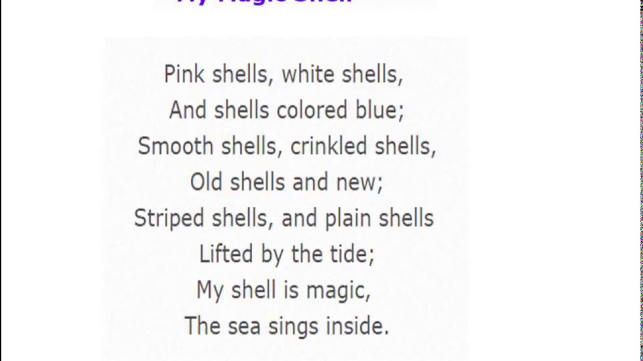 MY MAGIC SHELL || MY GIRL || KIDS POEM - YouTube