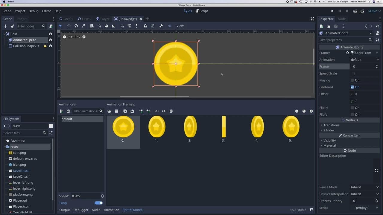 Maze Game in Godot Part 7 - Adding Animated Coins - YouTube