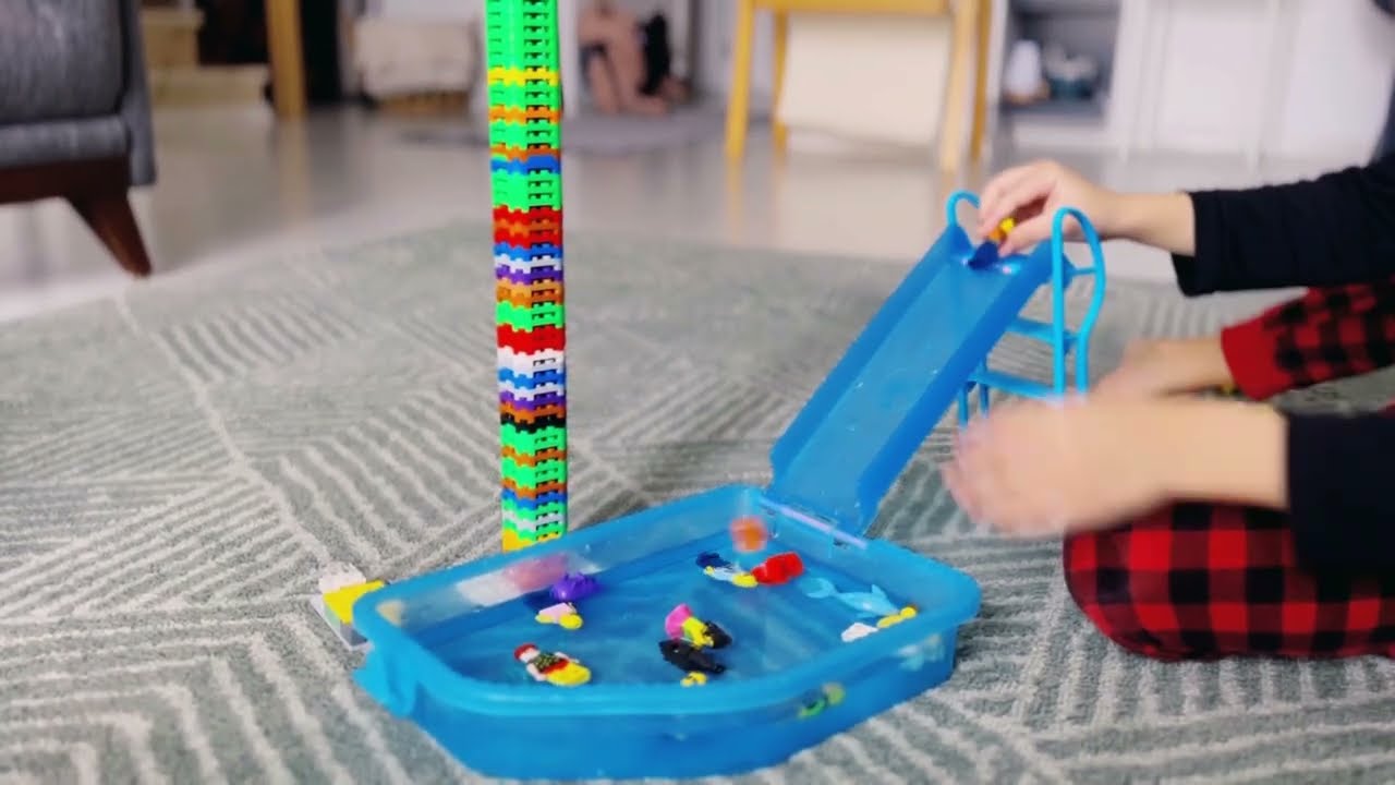 Legos at the Pool Party. Baby Lego Had so Much Fun. We Built the ...