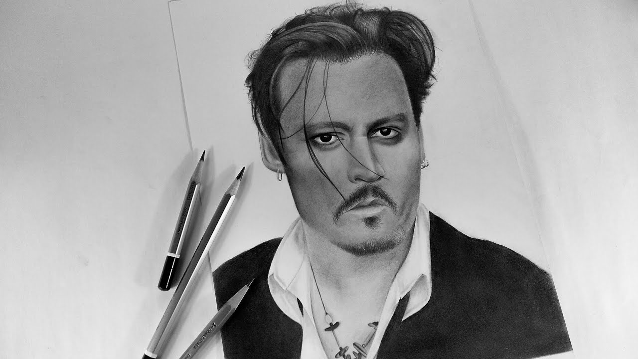 Johnny Depp Portrait Drawing - Time Lapse | Artist Sanjay - YouTube