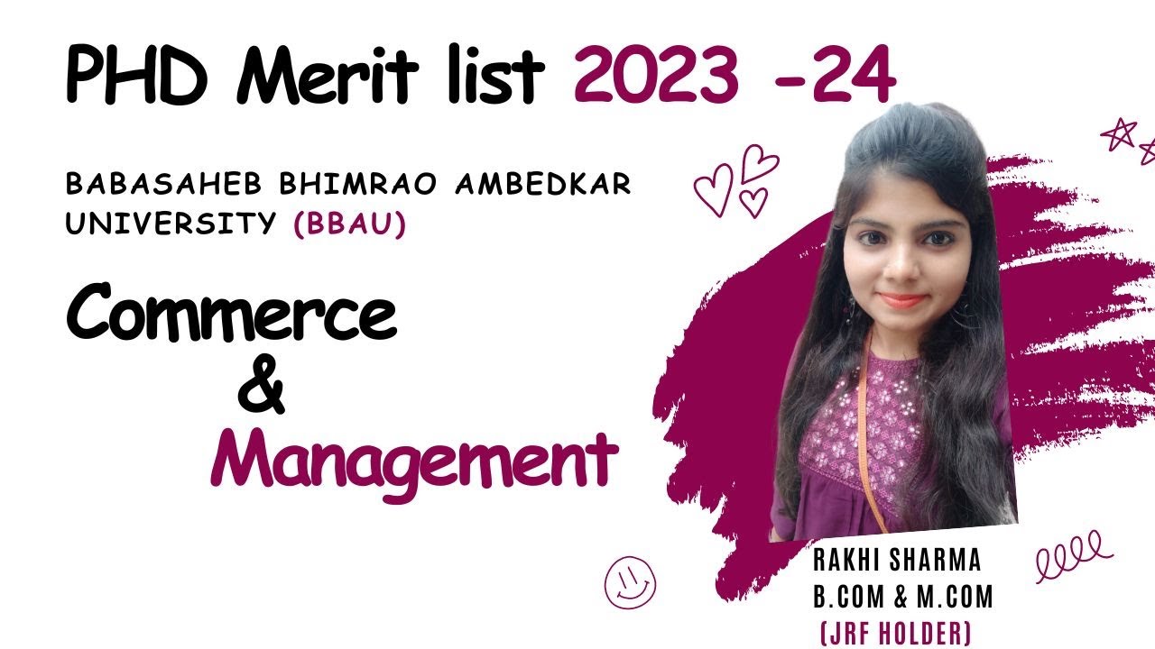 PHD Merit list 2023 - 24 || (BBAU) || Commerce & Management - YouTube