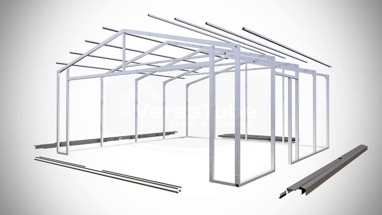 Versatube 20x20x8 Frontier DIY Steel Garage Kit - YouTube