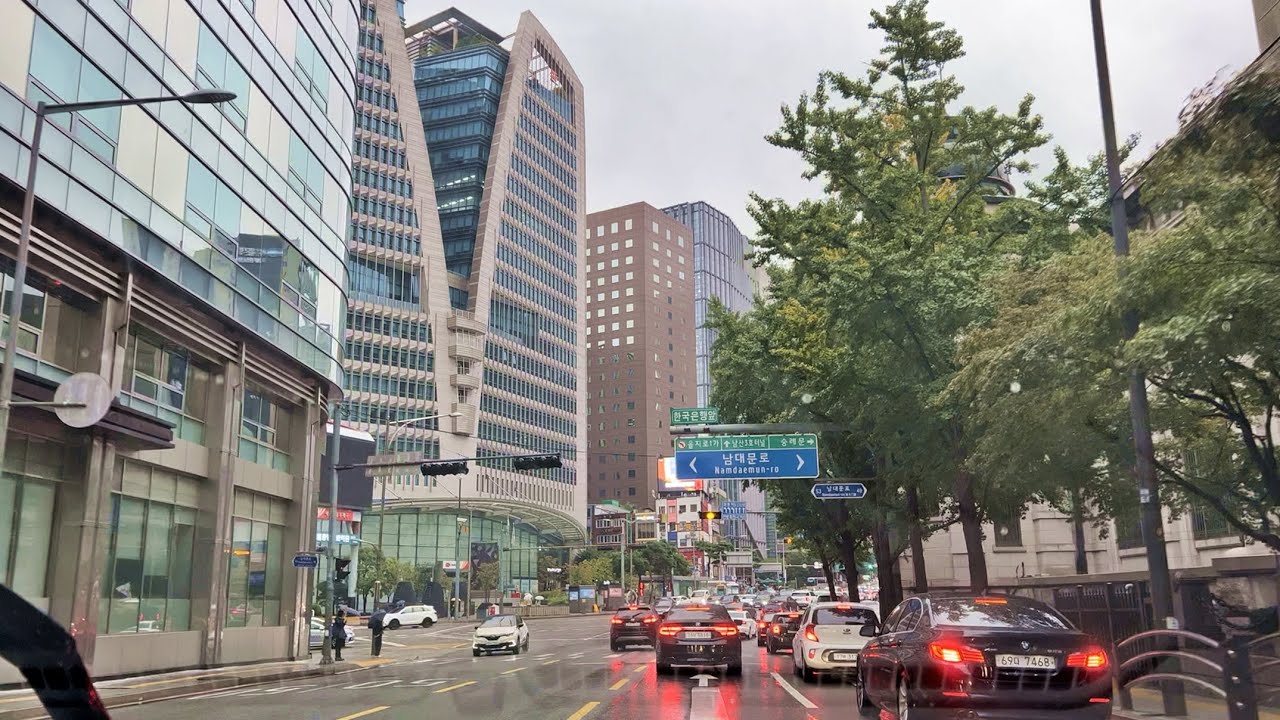 [4K] SEOUL - Driving Downtown Rainy Day Jongno Drive - 비오는 날 종로 시내운전 ...