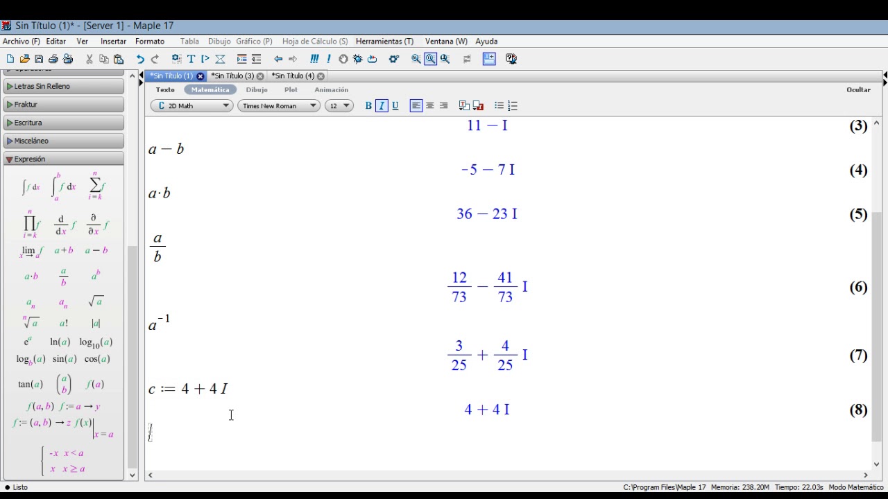 Números Complejos en Maple - YouTube
