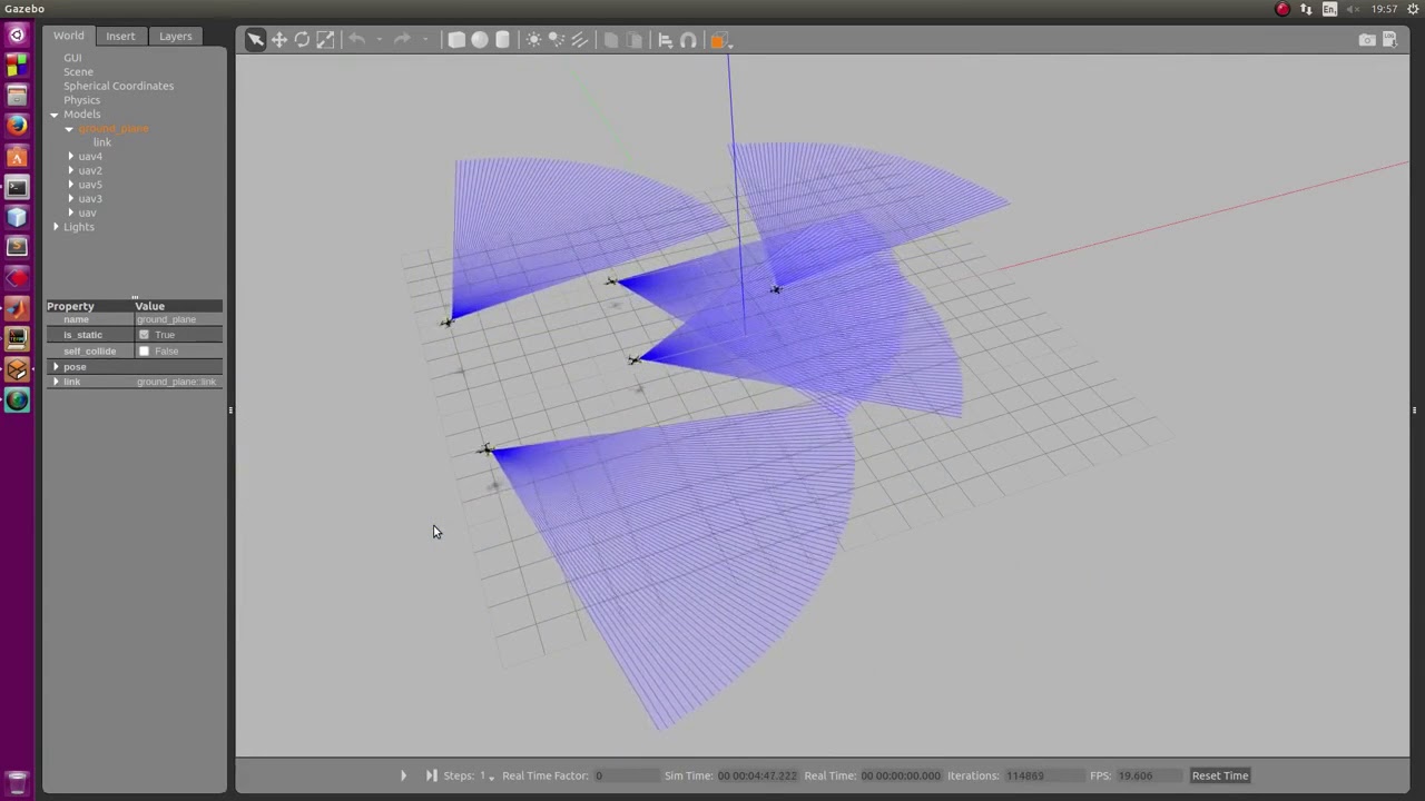 ROS/Gazebo Ardupilot UAV flocking [4x speed] - YouTube