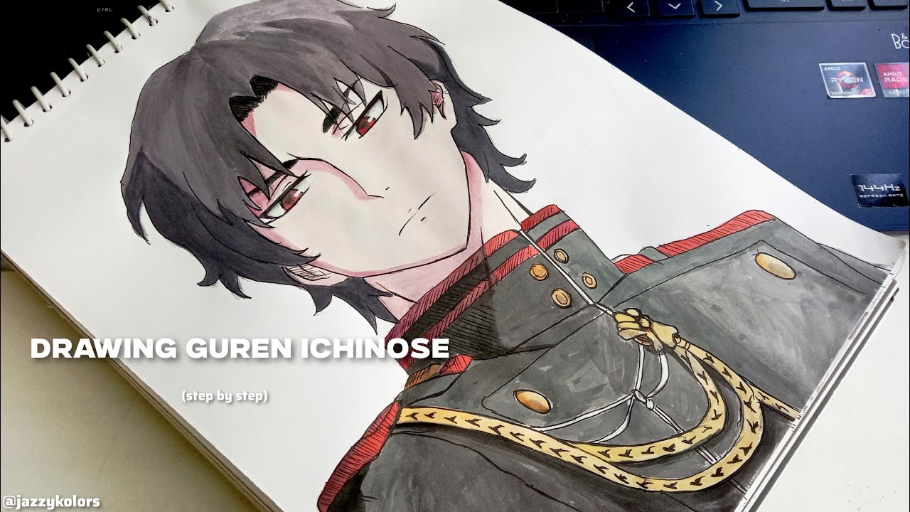 Drawing Guren Ichinose from seraph of the end//step by step//Full ...