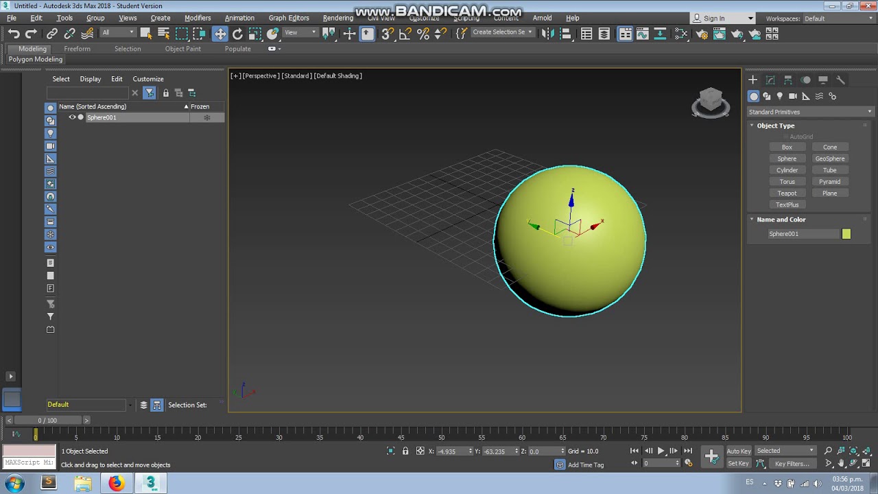 Modificacion del pivote de una Esfera(Sphere) en 3Ds Max(2018) - YouTube