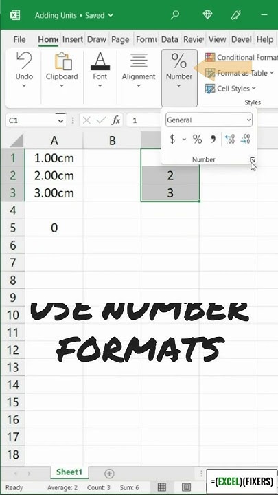 How to Add Units in Excel with Custom Formatting - YouTube