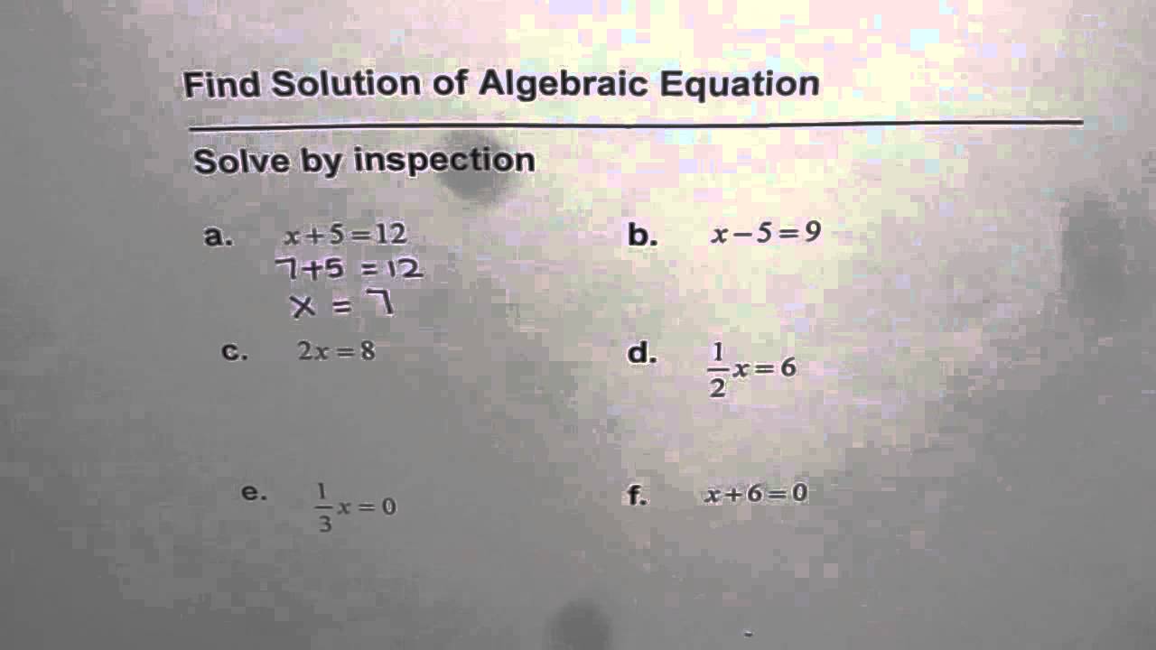 Solve Algebraic Equation by Inspection - YouTube