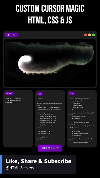 Custom Cursor Magic HTML, CSS & JS #html5 #css3 #webdesign #coding #javascript - YouTube