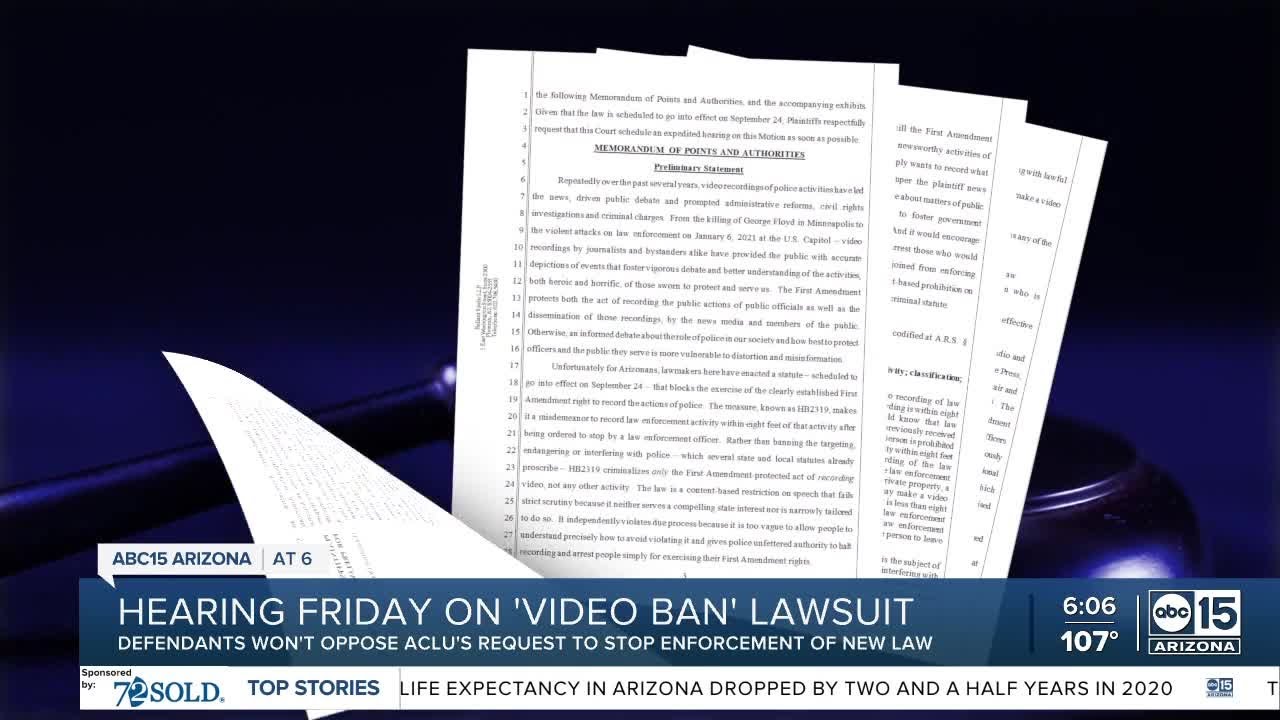 Hearing Friday on AZ 'video ban' lawsuit - YouTube