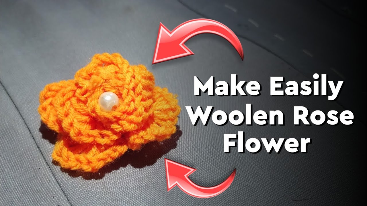 Woolen Rose Flower | Easy Flower Embroidery Trick | Sewing Hack ...