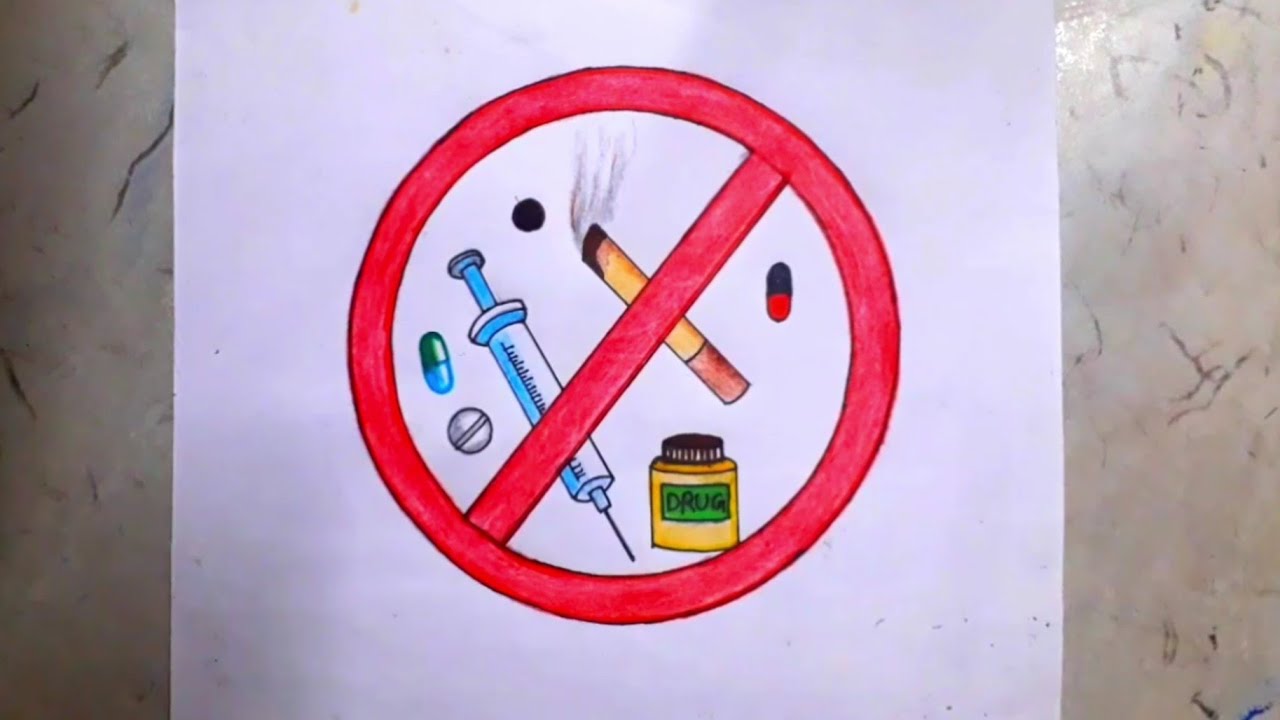 How to draw Antidrugs day(drawing) | Stop Drugs and Smoking ...