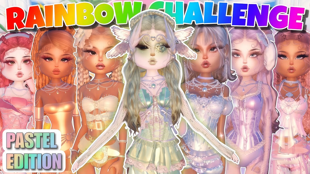 PASTEL RAINBOW CHALLENGE In Dress To Impress!! Making An Outfit For ...