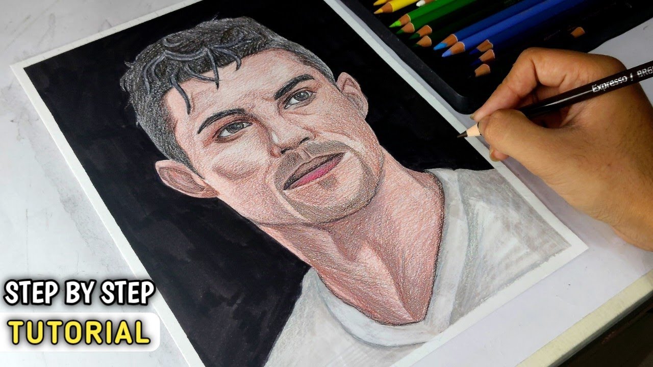 How to Draw Cristiano Ronaldo, Colour Pencil Drawing, Step by Step ...