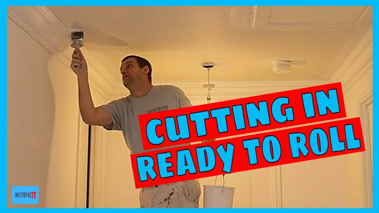 Cutting in a ceiling ready for rolling. - YouTube