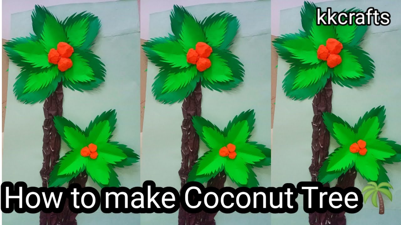 How to make a beautiful coconut tree 🌴/beautiful paper 🌴/summer craft ...