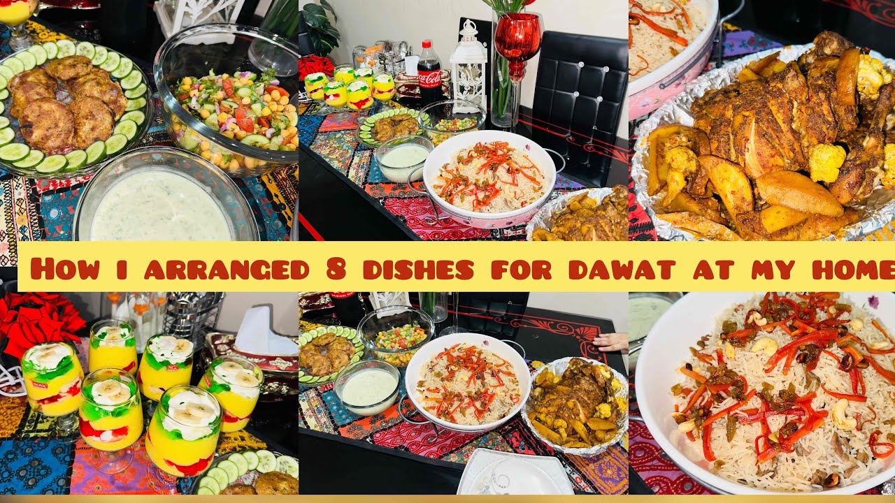 How I Arranged 8 buffet Dishes At Home |Kabuli pulao,Lahori Chargah ...
