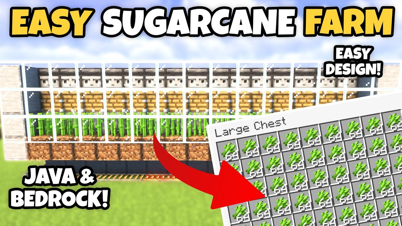 The Easiest SUGARCANE Farm in Minecraft 1.21 [TUTORIAL] Java & Bedrock ...