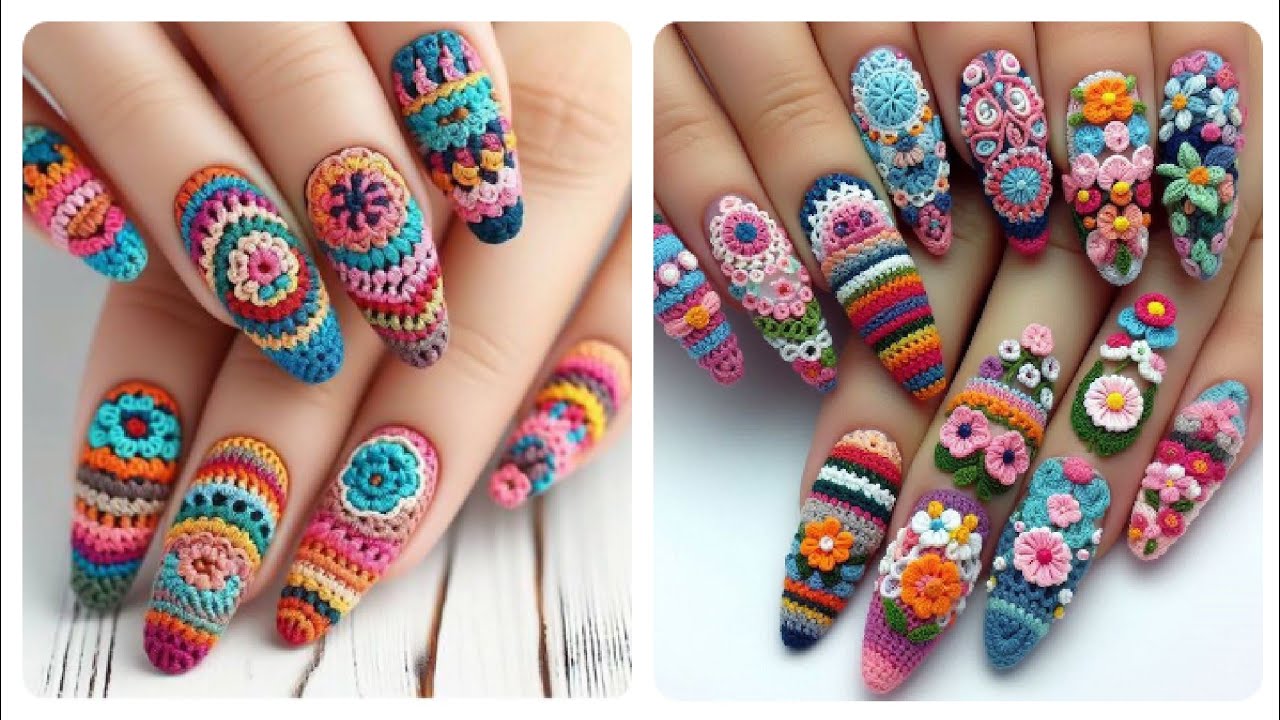 Stunning Crochet Nail Art/Handmade Nails Designs/Knitted Pattern Nail ...