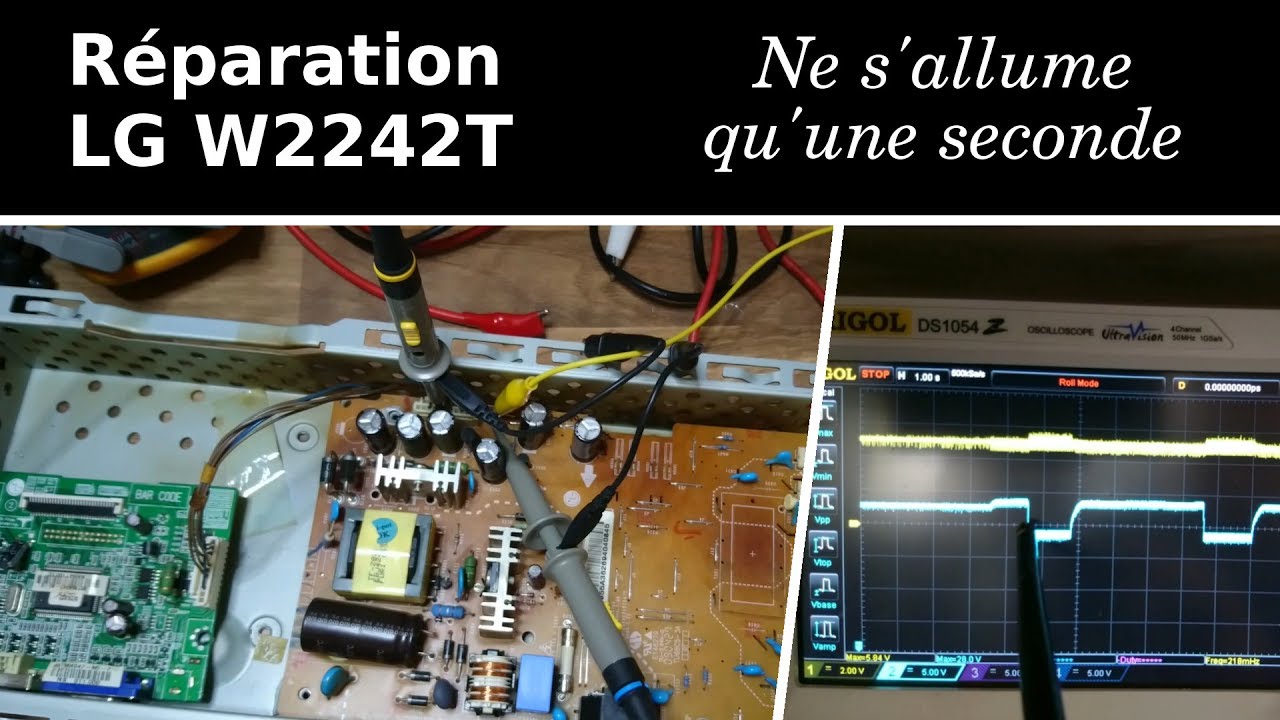 #5 Réparation moniteur LCD LG W2242T part1 - Ne s'allume qu'une seconde ...