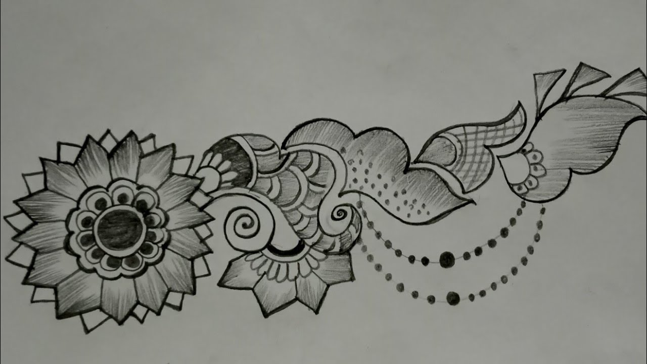 Beautiful Simple Mehndi Design| Easy Pencil Shading Mehndi Design ...