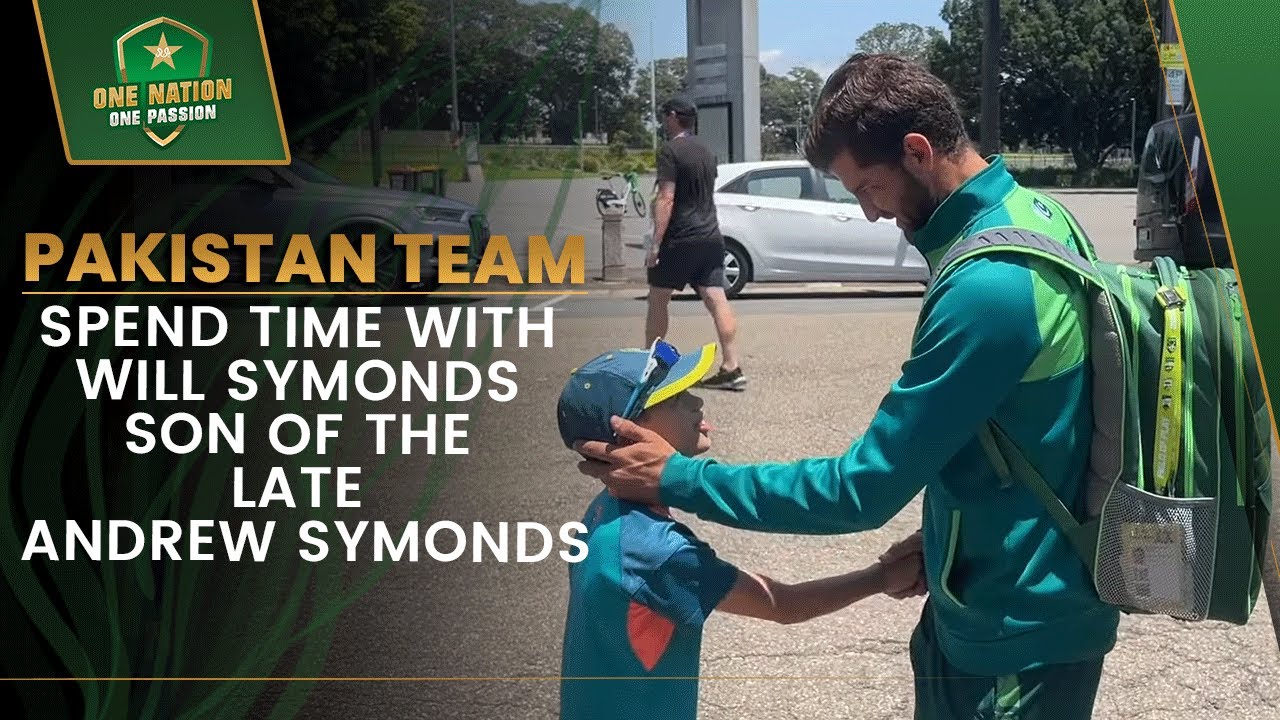 Pakistan team spend time with Will Symonds, son of the late Andrew ...