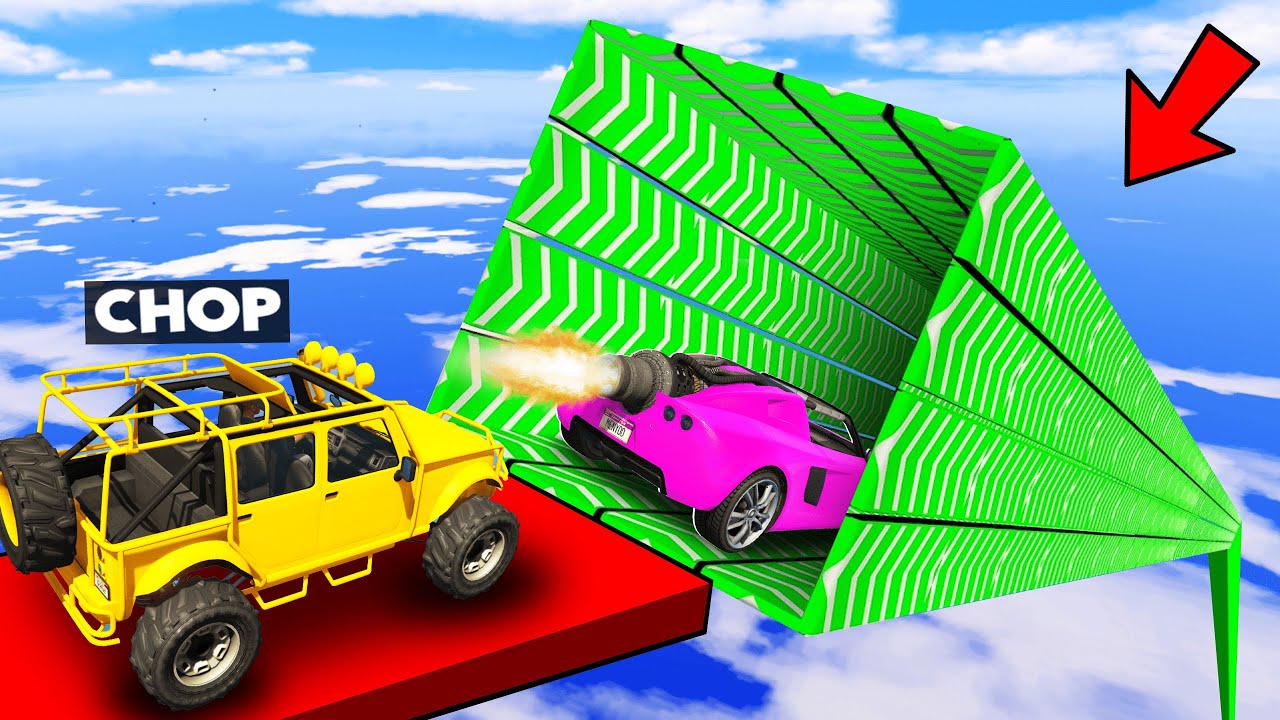 GTA 5 MEGA RAMP BOOSTER TUNNEL WITH CHOP AND FROSTY - YouTube