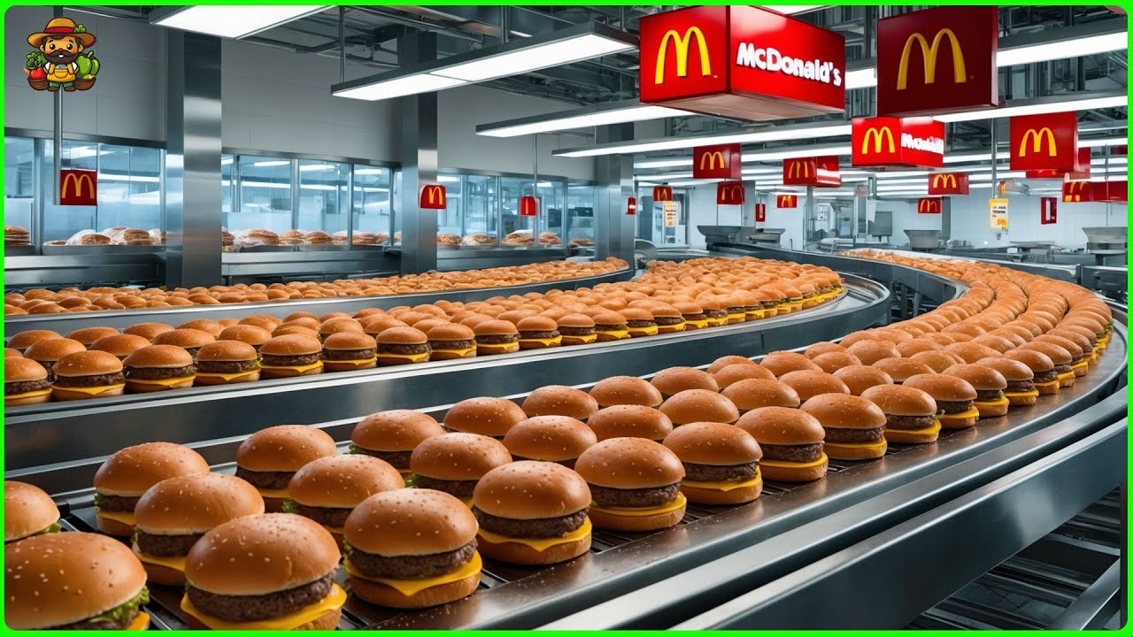Hamburger Mega Factory: How it's made in mega Factory with Food ...