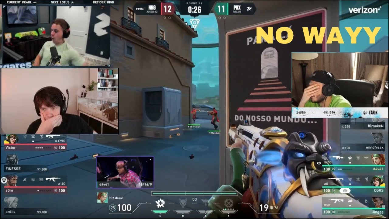 Tarik and other streamers react to PRX d4v4i *DO OR DIE* 4k hold vs NRG ...
