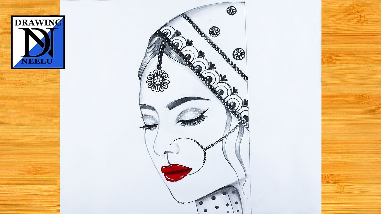 How to draw a Traditional Bride || Pencil drawing tutorial || mandala ...