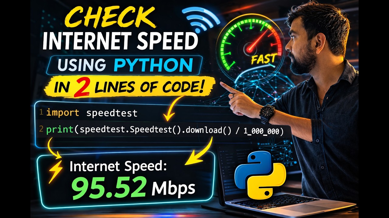 Check Exact Internet Speed Using Python in Just 2 Lines of Code 🚀 ...
